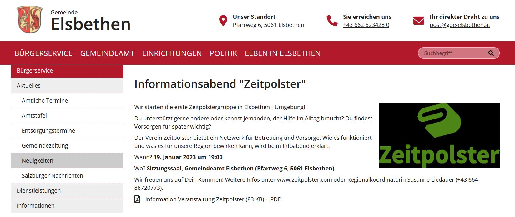 Zeitpolster jetzt auch in Salzburg aktiv! - Zeitpolster